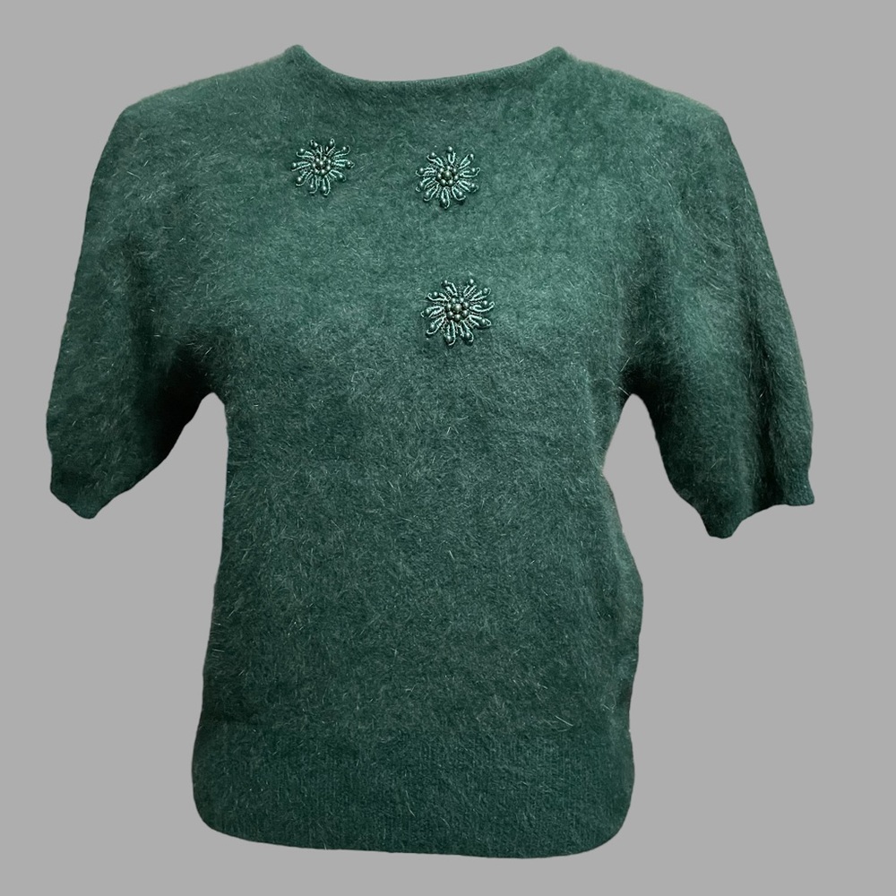 Venesha Vintage Dark Green Angora Sweater - Gem